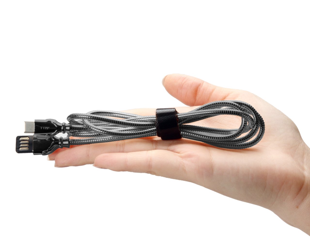 USB Type-C Steel Armored Cable Dark Gray-TTAF CONSUMER